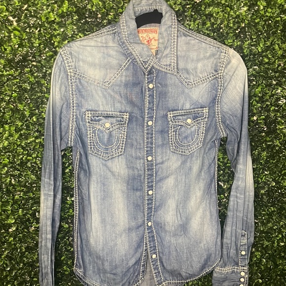 True Religion | Tops | Authentic True Religion Denim Shirt | Poshmark